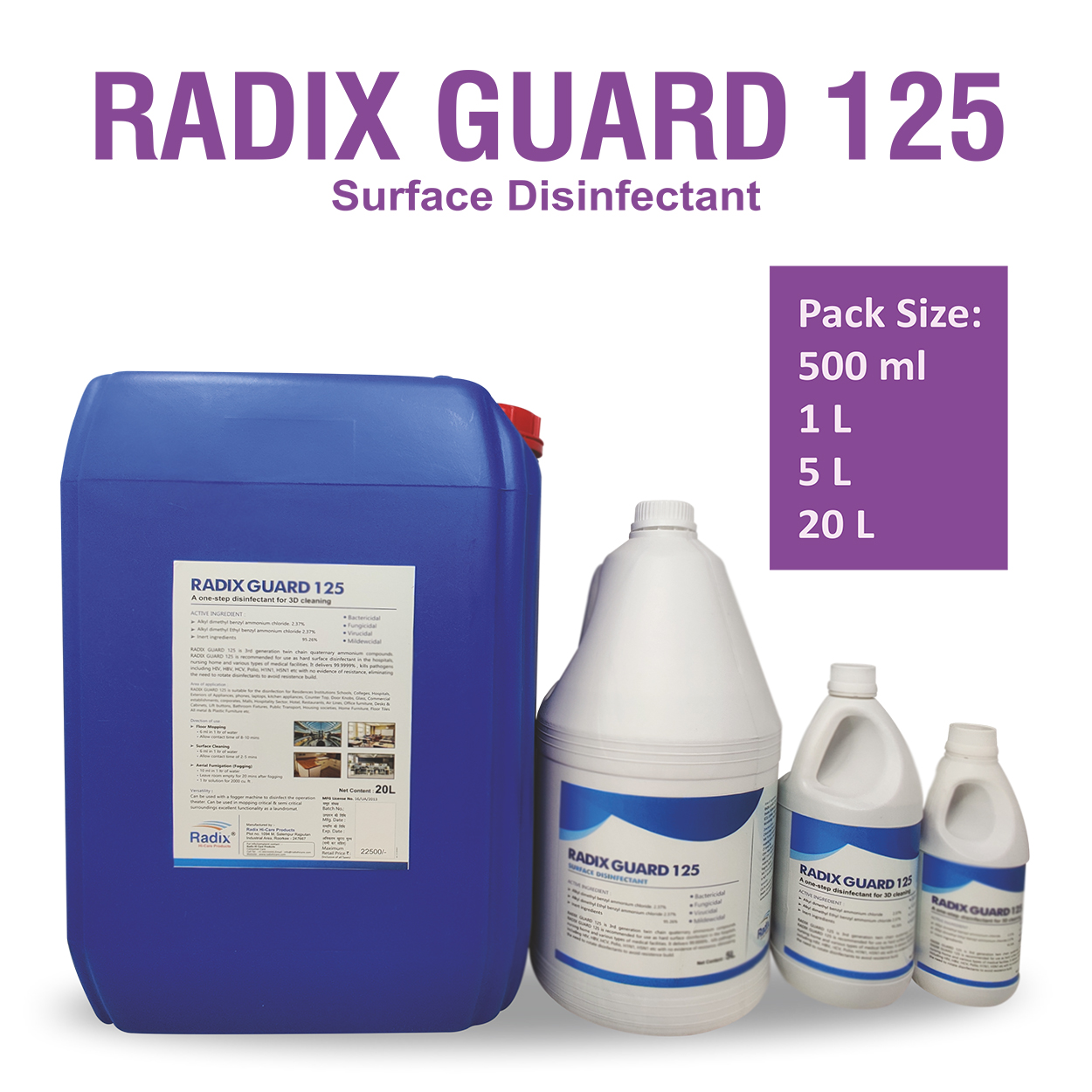 Radix Guard125 - Surafce & Aerial Disinfectant - Radix Hi Care