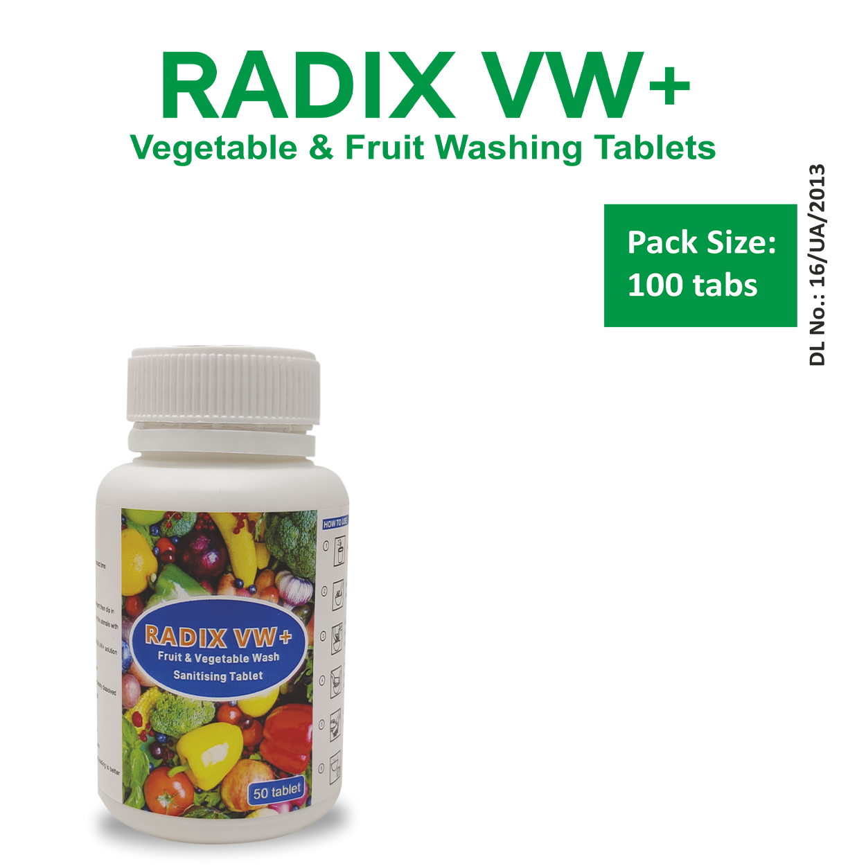 Radix VW+ - Fruits & Vegetables Disinfection Tablets - Radix Hi Care